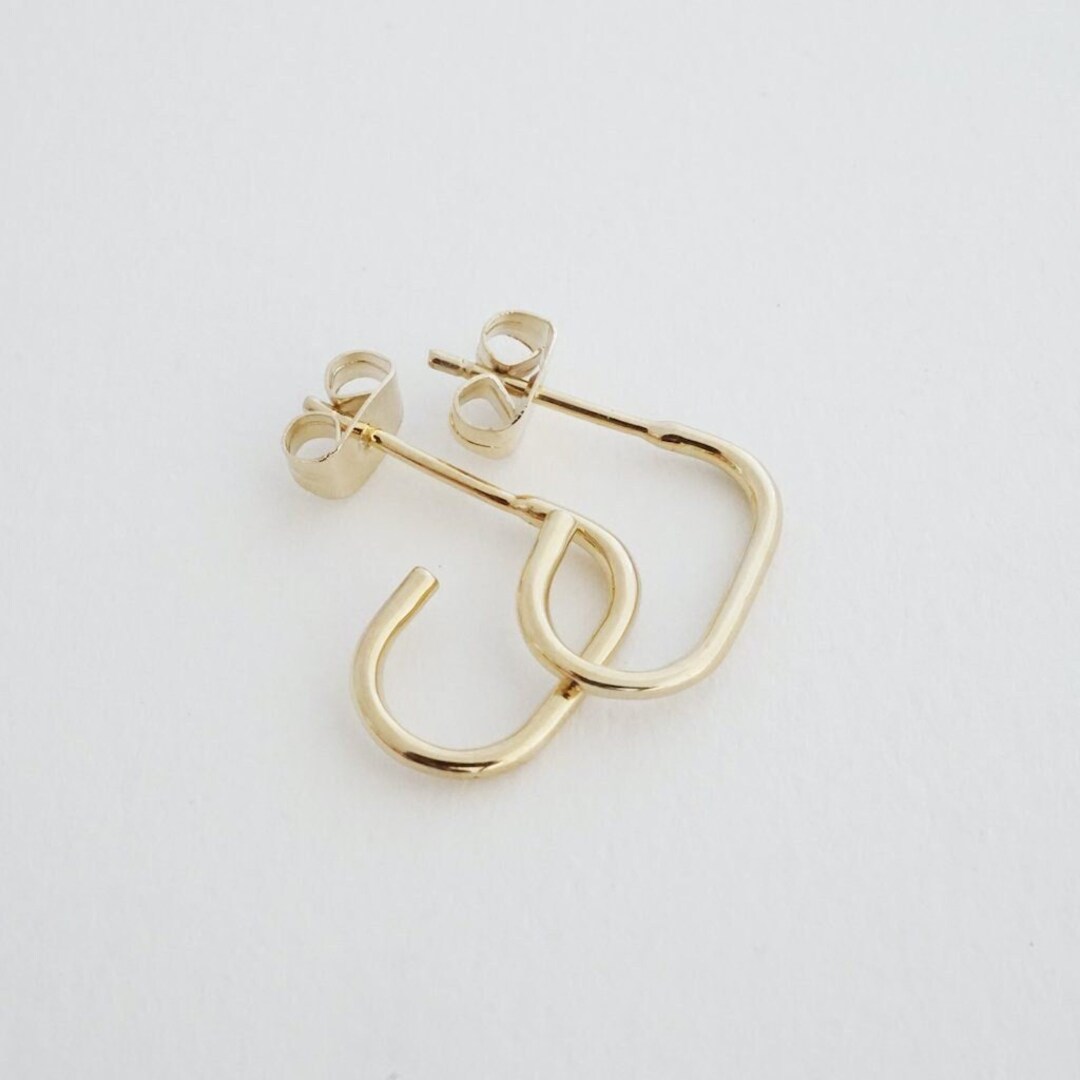 Paulette Oblong Hoops in Gold, Rose Gold, or Silver Minimalist ...