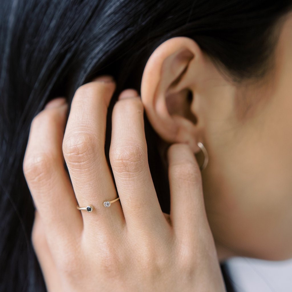 Bestie Ring Yin Yang Crystal Duo Ring Black Joyería - Etsy España