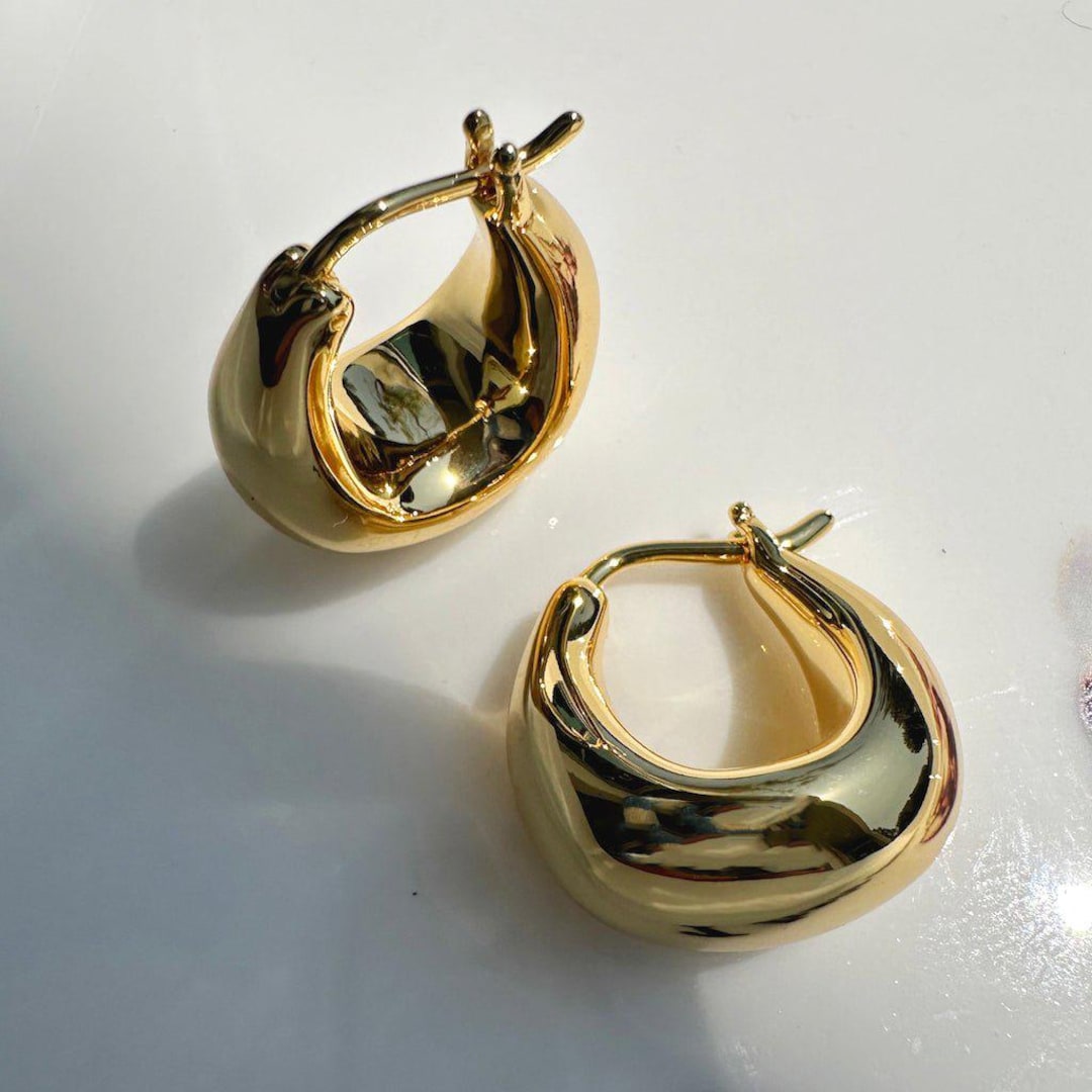 Chunky Dumpling Hoops in Gold, Silver, Rose Gold | Dainty Minimalist ...