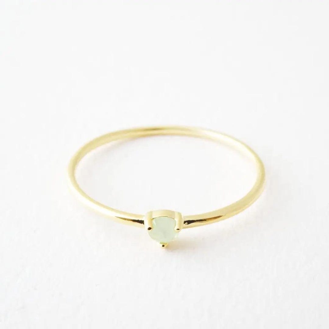 Jade Point Solitaire Ring in Gold, Silver, Rose Gold | Dainty ...