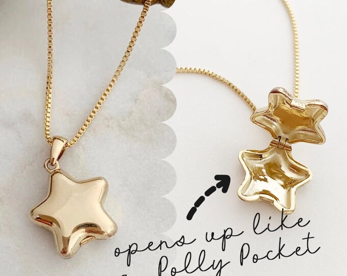 Celestial 4 Photo Locket Necklace Crescent Moon Stars Folding Locket ...