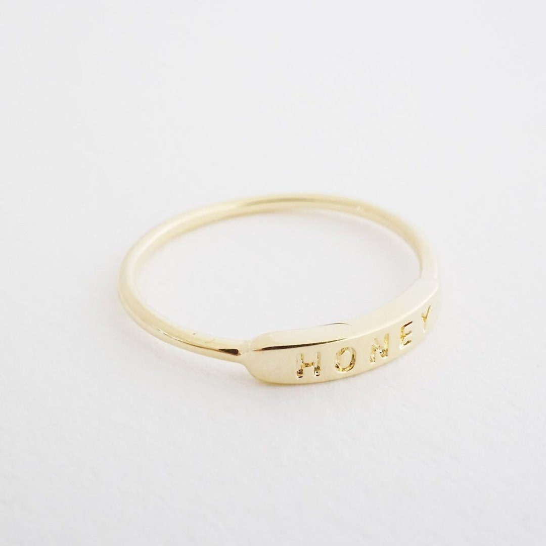 HONEY Imprint Ring Minimalista, Joyería Delicada Oro, Oro Rosa o Plata ...