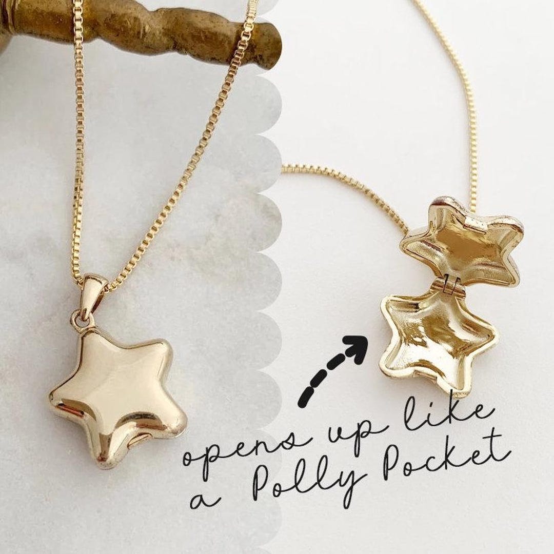 Polly Pocket Inspired Star Locket Charm Necklace in Gold, Rose Gold, or ...