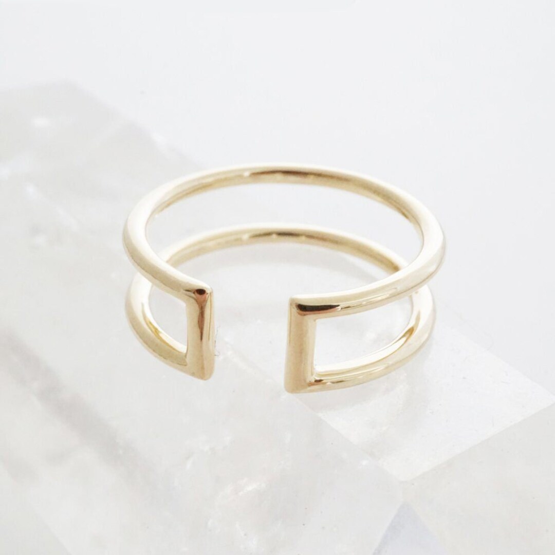 Double Stack Ring Minimalist, Delicate Jewelry Gold, Rose Gold, or ...