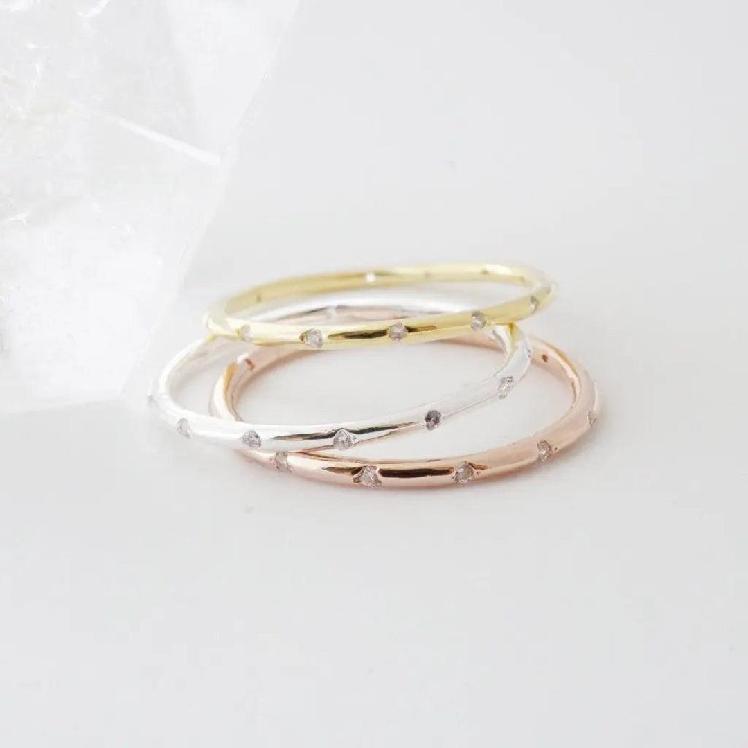 Dotted Crystal Band in Gold, Silver, Rose Gold | Dainty Minimalist ...