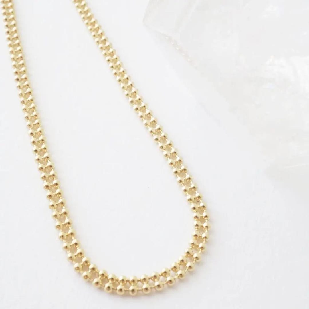 Dainty Double Ball Chain Necklace - 18k Gold or Silver - Etsy