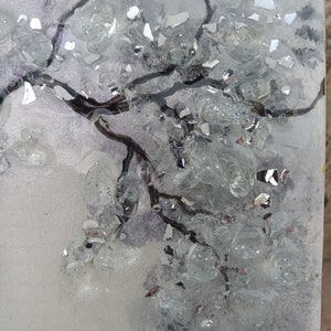 Textured Tree,crushed Glass,black,white,monocrome,sparkle,5.5x5.5x1.5 ...