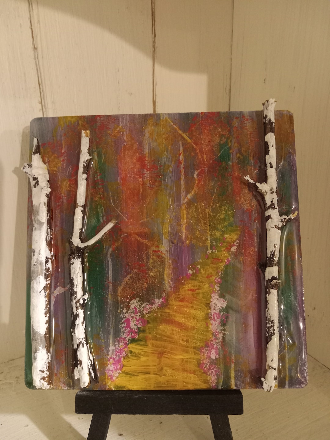 Birch Tree Forest,3d,resin,colorful,sparkle,red,green,gold,pink,small ...