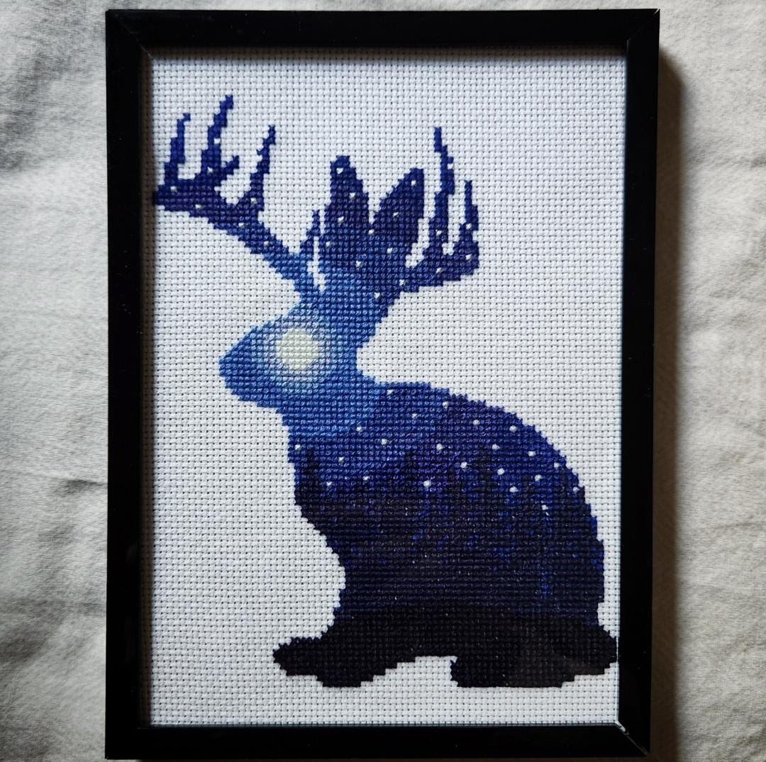 Jackalope Cryptid Silhouette at Night Landscape Cross Stitch - PDF ...