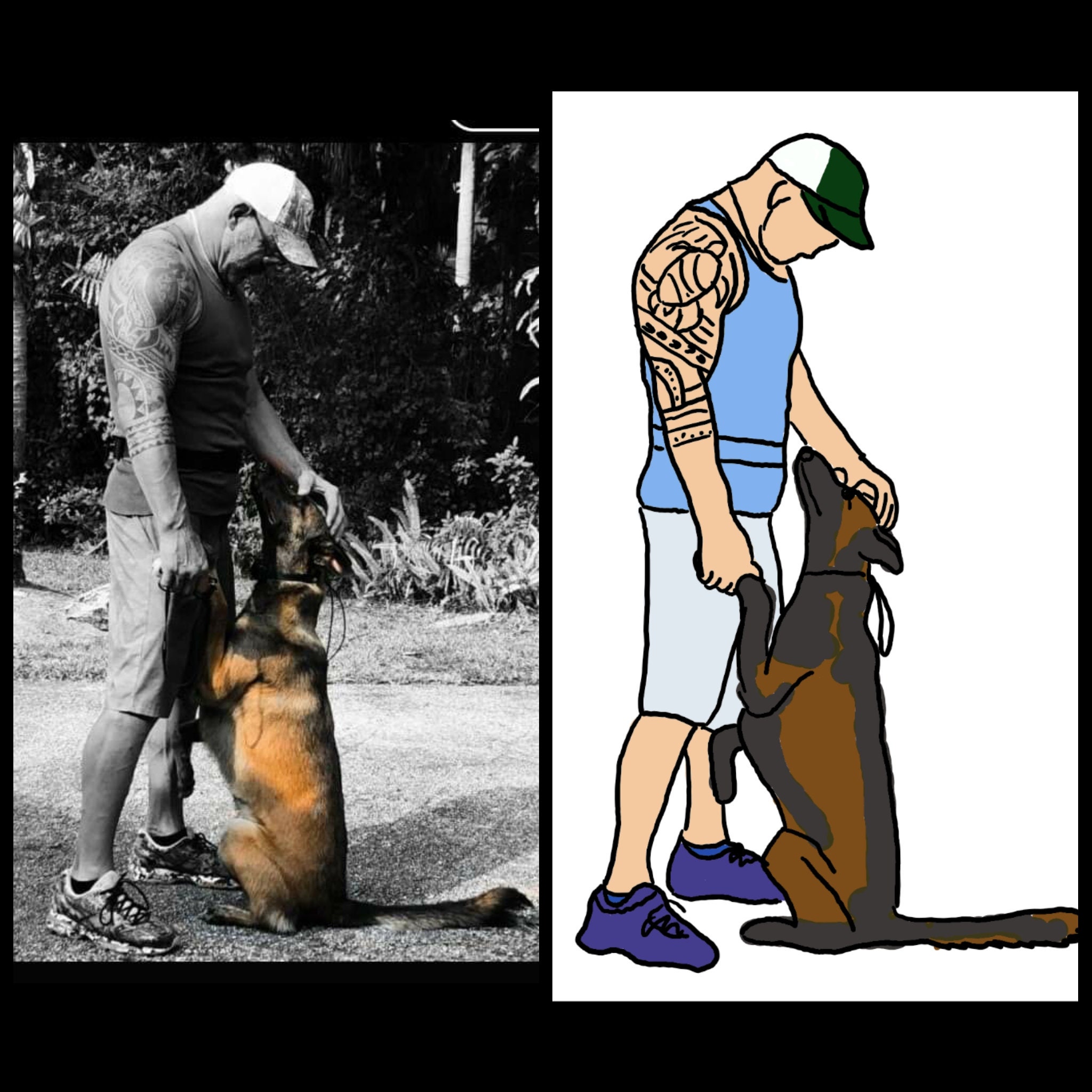 Custom K9 Handler Logo, Dog Handler Portrait, Faceless Portrait, Custom ...