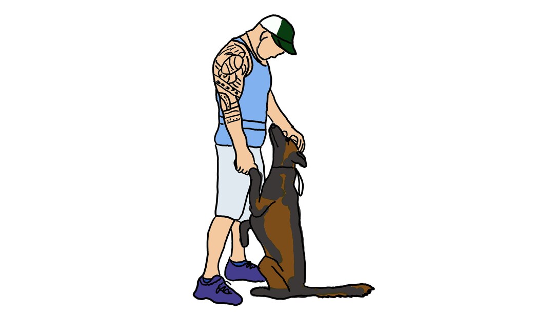Custom K9 Handler Logo, Dog Handler Portrait, Faceless Portrait, Custom ...