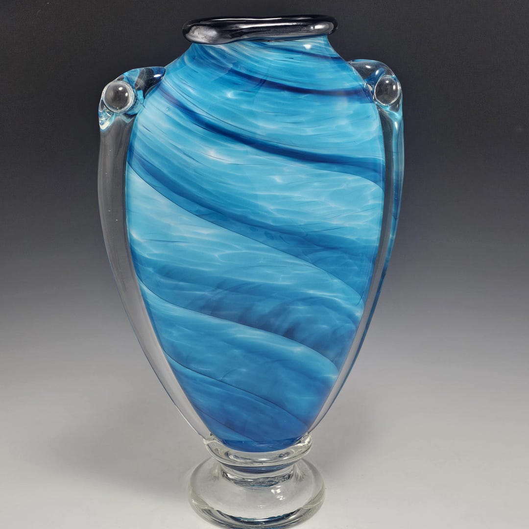 Hand-blown Ice Blue Shoulder Vase - Etsy