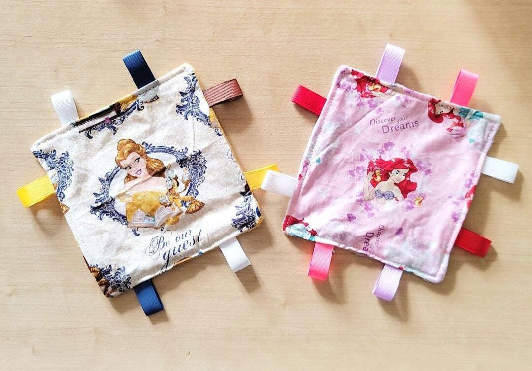 Belle and Ariel Inspired Baby Sensory Crinkle Toy 6x6. Minky Back ...