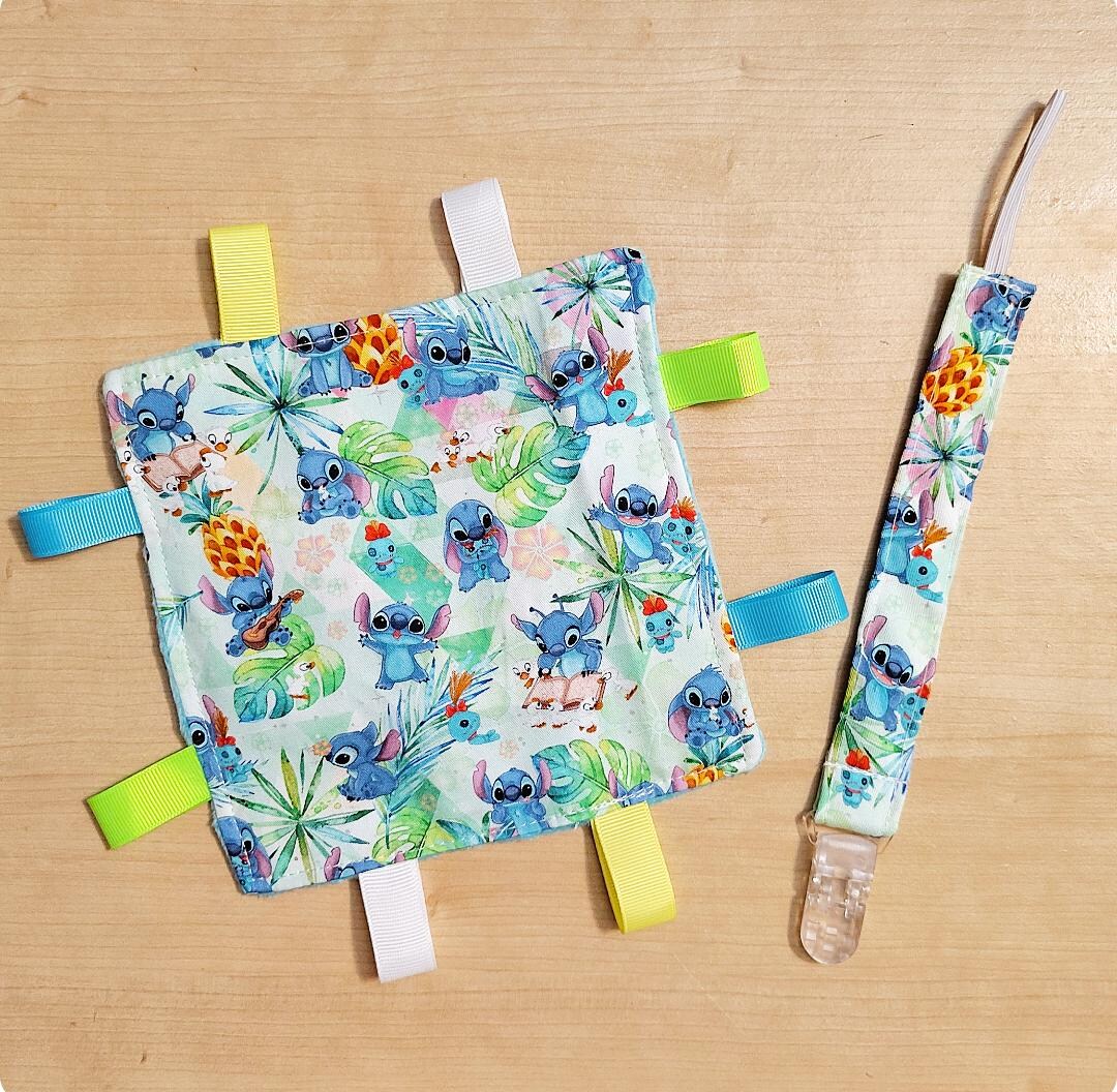 Stitch Inspired Baby Pacifier Clip and Crinkle Toy Set or Sold ...