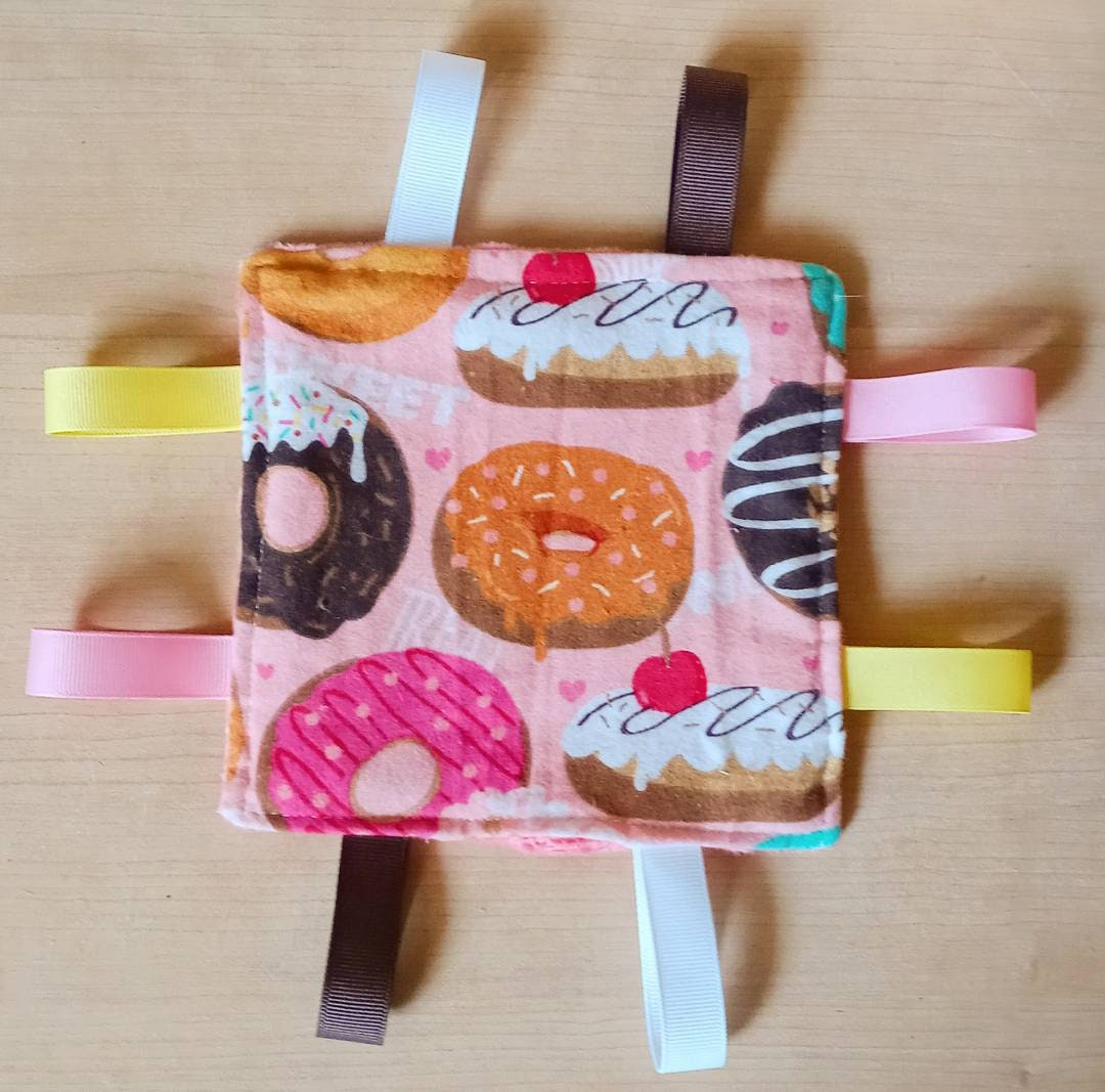 Donut Theme Crinkle Toy. 6 X6 Size. Ribbon Tags. Minky Back - Etsy