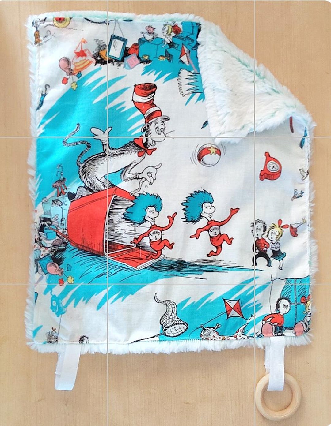 Dr Seuss Inspired Lovey Size Baby Blanket. Cotton on Top and Soft Minky ...