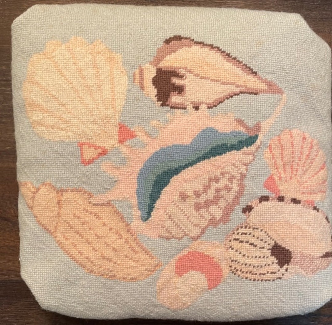 A Set of Vintage RARE One of a Kind SEASHELL & SEAHORSE Needlepoint ...