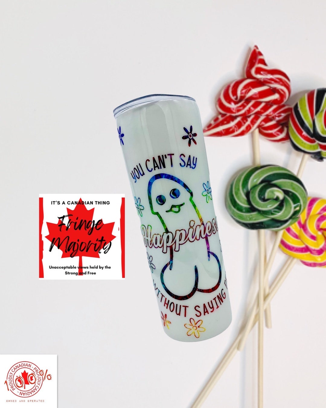 You Can’t Say Happiness Funny Epoxy Tumbler, 20oz Skinny, Rainbow ...