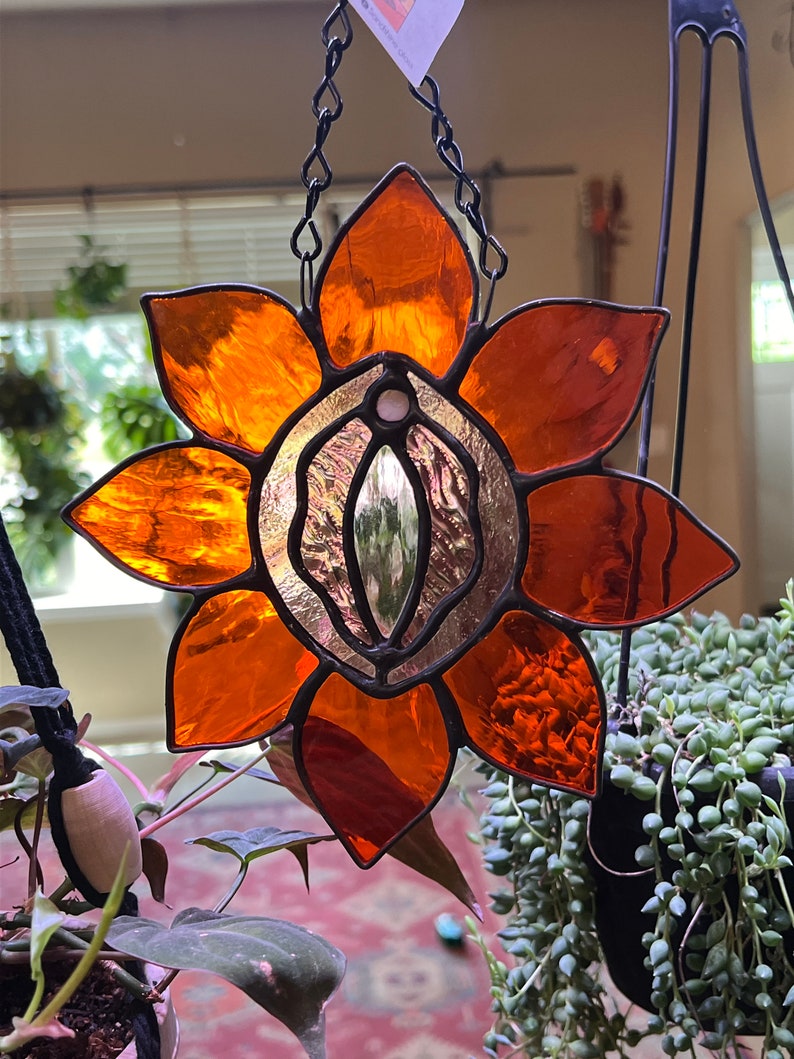 Orange Stained Glass Yoni Flower Vulva Vagina Body Artwork - Etsy