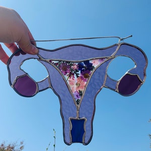 Custom Stained Glass Uterus With Dried Pressed Flowers - Etsy
