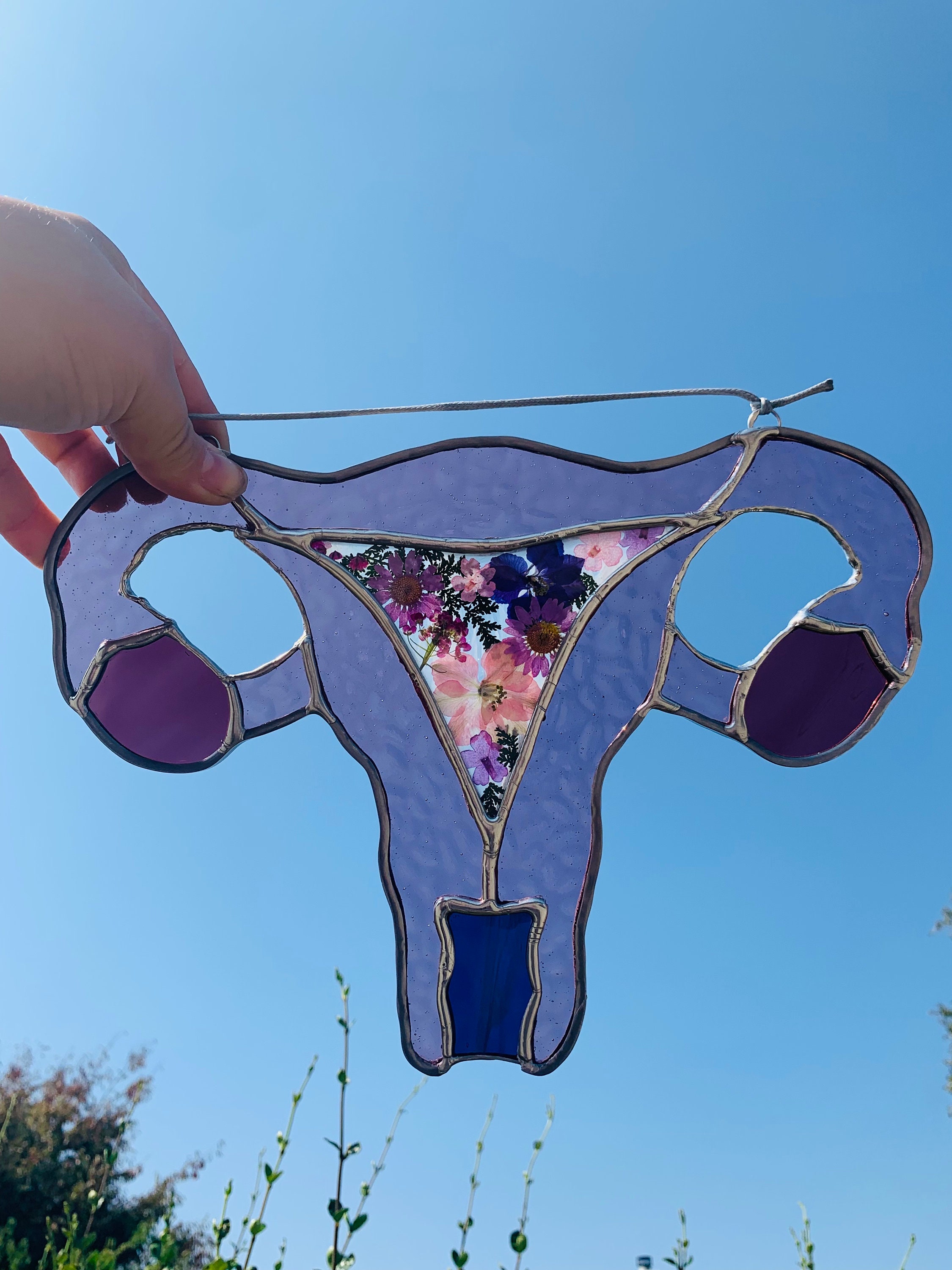 Custom Stained Glass Uterus With Dried Pressed Flowers - Etsy
