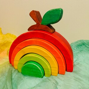 Apple Stacker Puzzle and Life Cycle Set, Wooden Apple, Wooden Apple ...