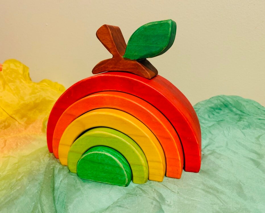 Apple stacker puzzle wooden apple wooden apple stacker | Etsy