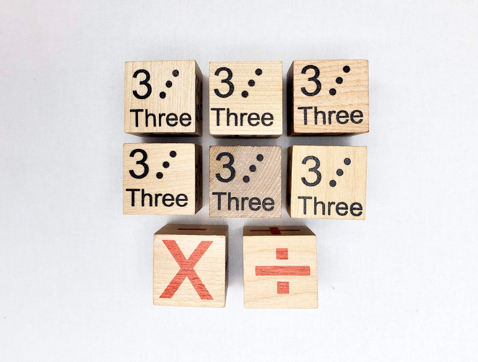 Math Dice Wooden Dice Educational Dice 3 Way Dice Math | Etsy
