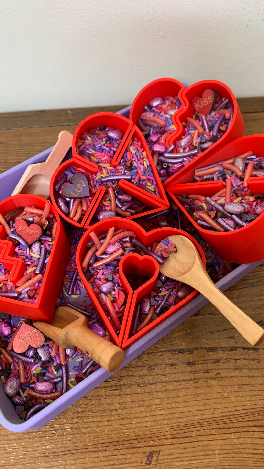 Valentines Day Heart Sensory Play Kit With Trays and Filler, Seonsory ...