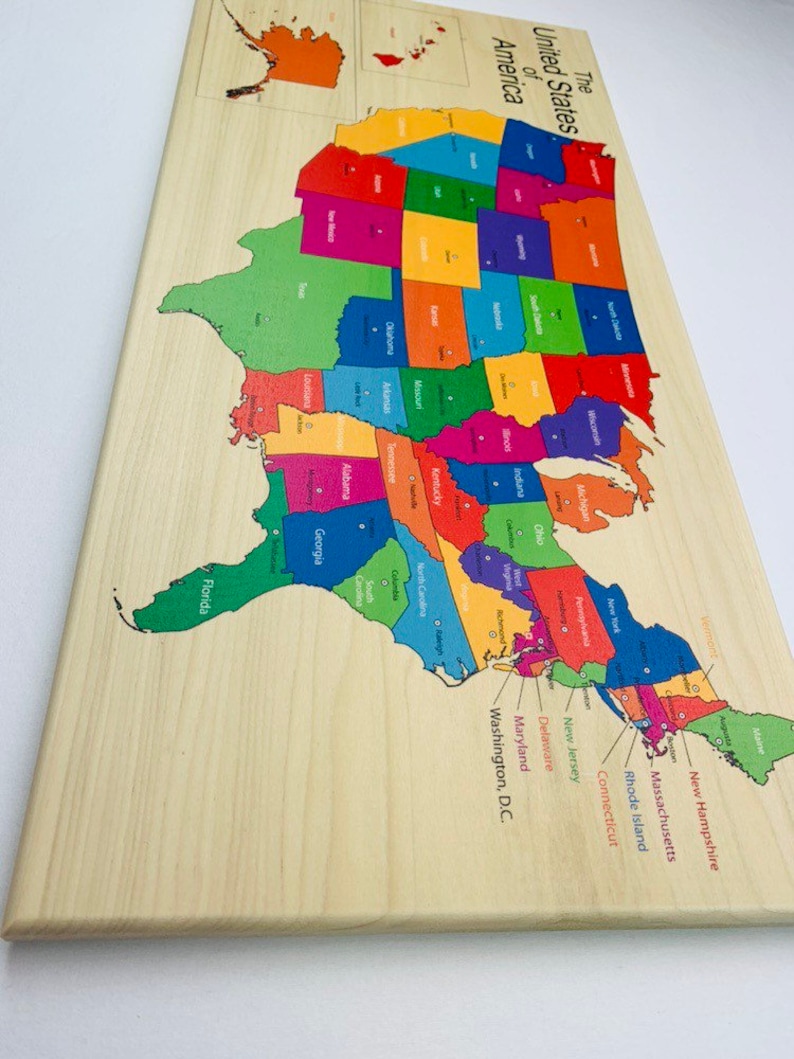 USA Map Wooden Map Map of the United States Montessori Map | Etsy