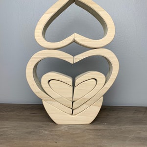 Wooden Heart Stacker, Valentine's Day Gift, Wooden Heart, Montessori ...
