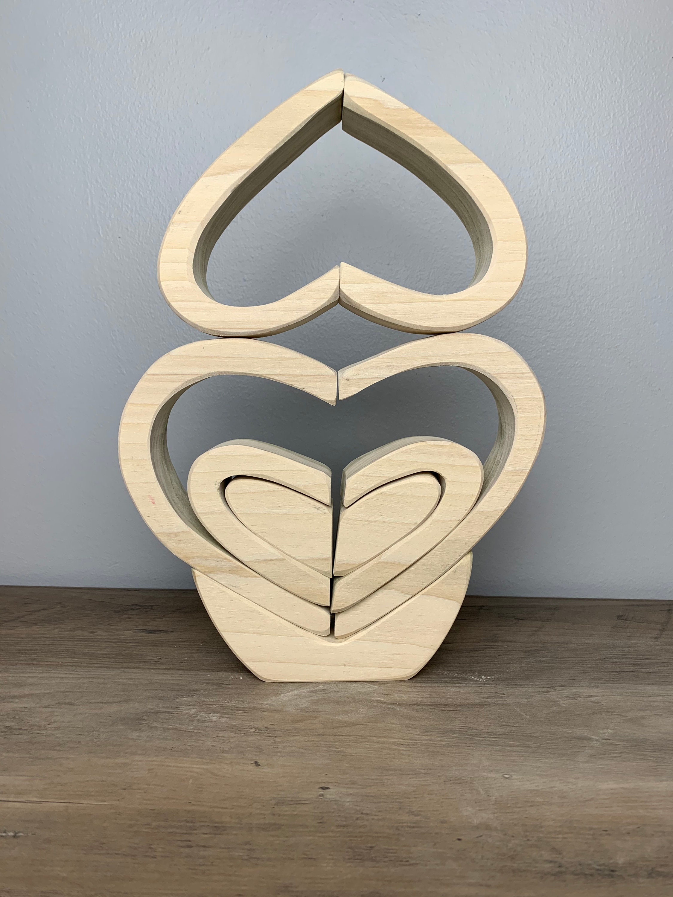Wooden Heart Stacker Valentine's Day Gift Wooden Heart | Etsy