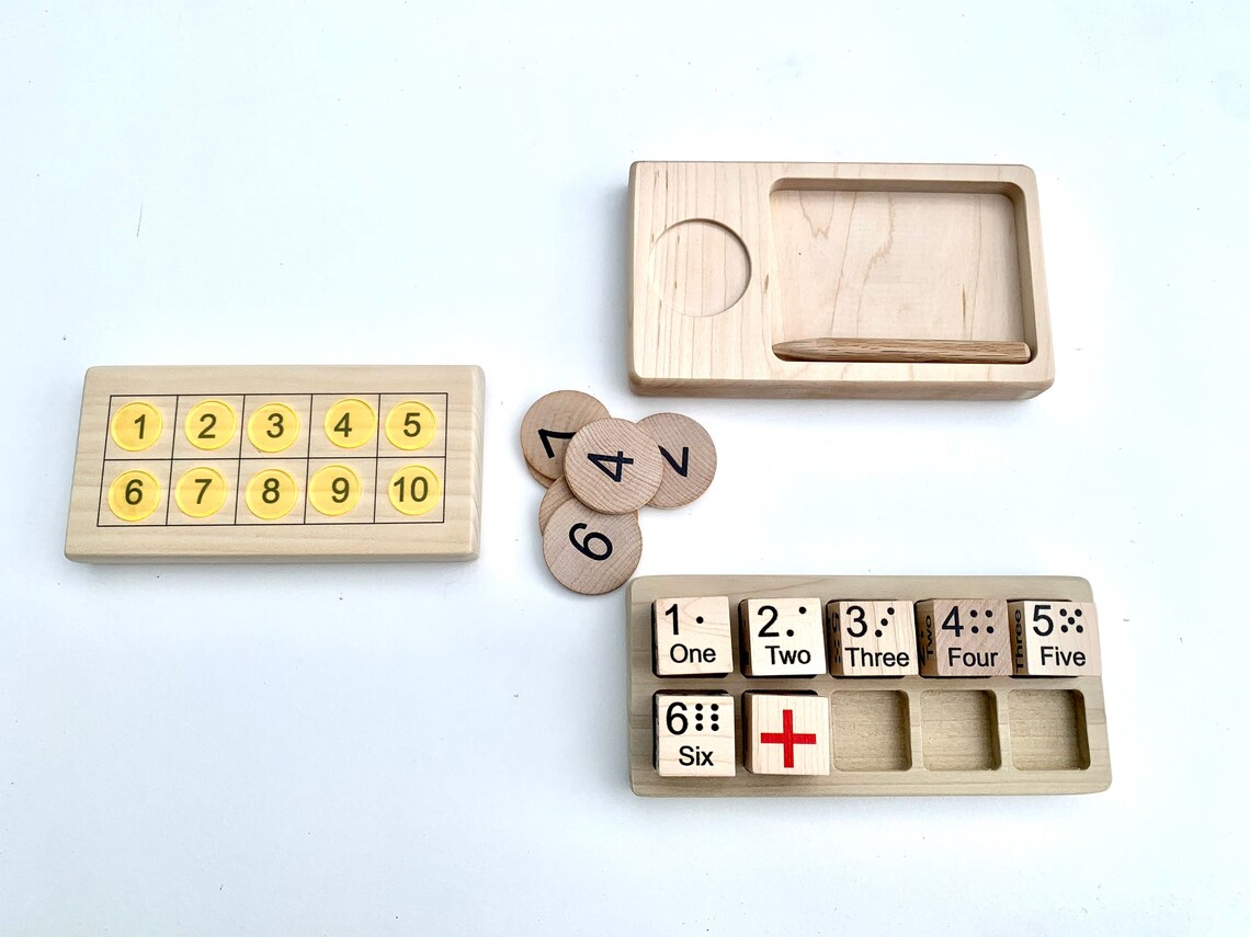 Math Set Wooden Ten Frame Wooden Sand Tray Counting Set - Etsy