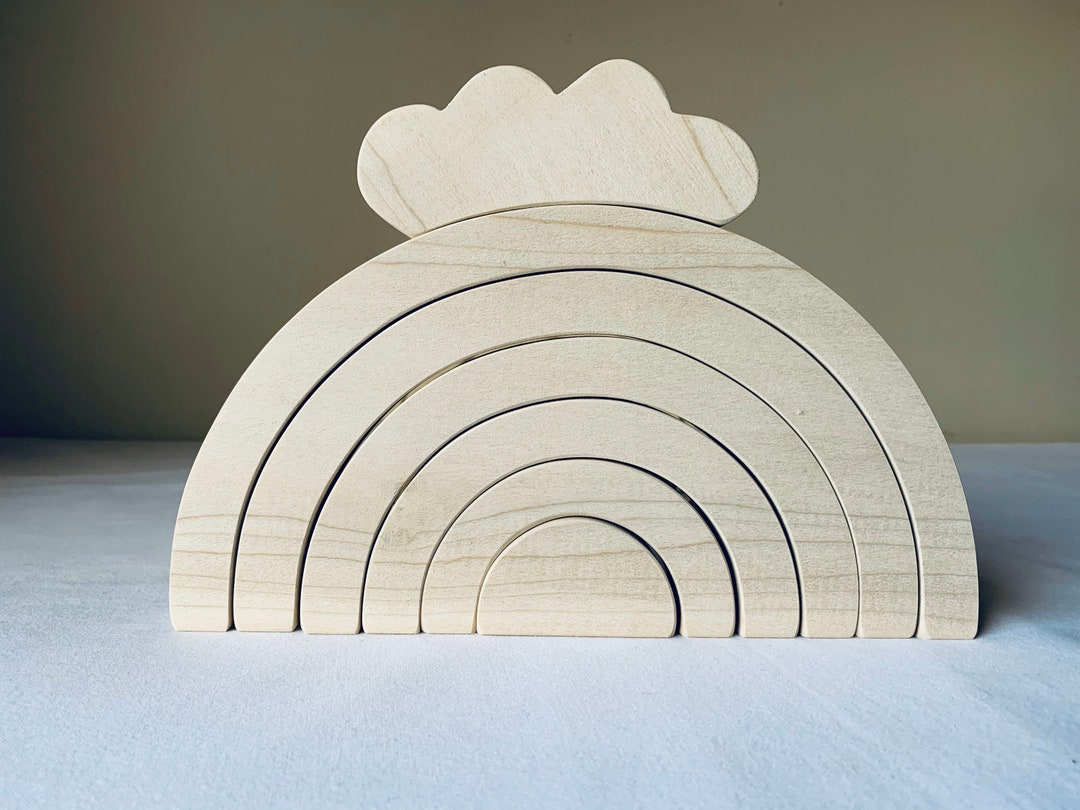 Waldorf Inspired Rainbow Puzzle Stacker, Wooden Stacker, Wooden Toy, 3/ ...