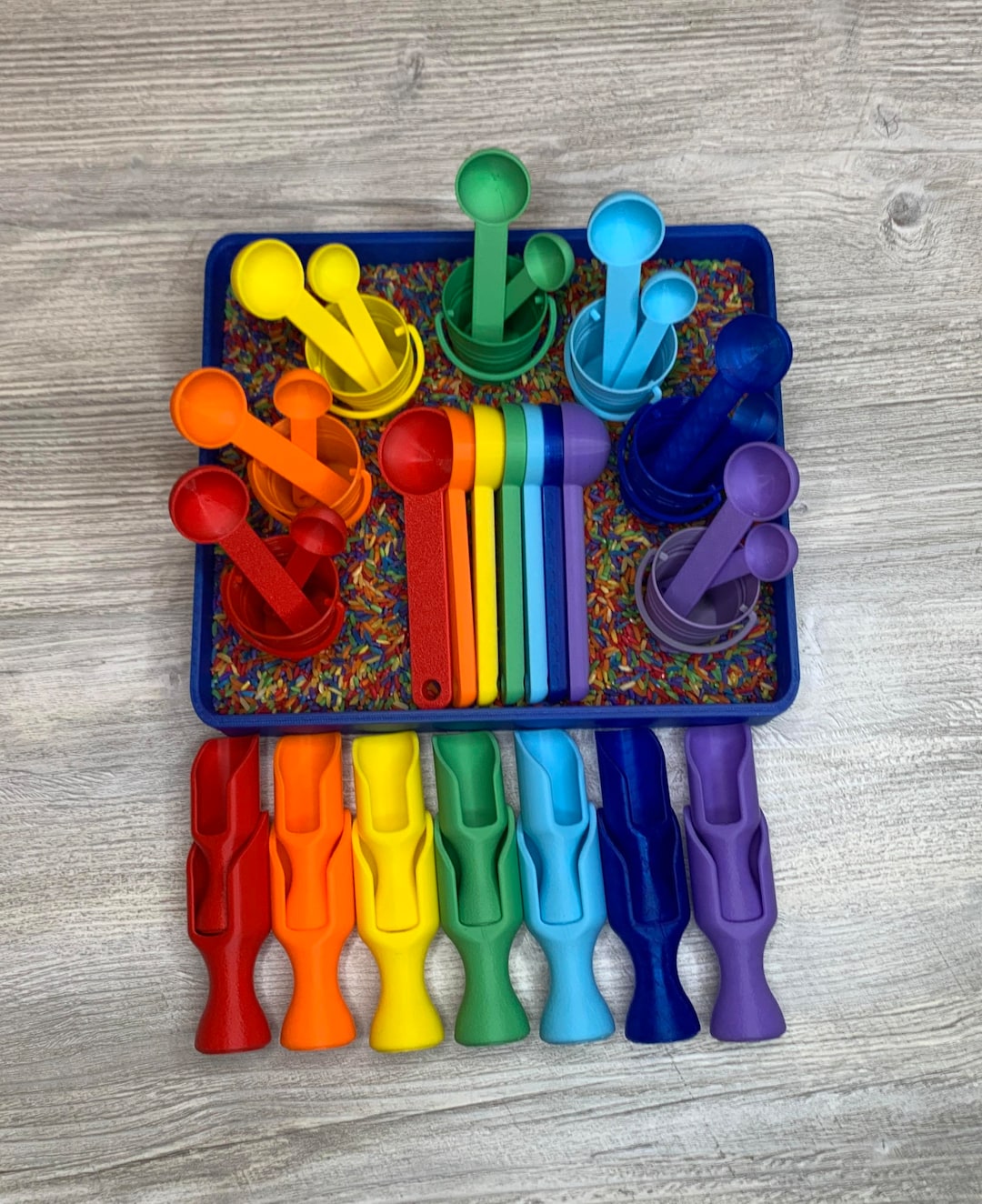 Rainbow Colored Eco Scoops, Scooping Activity, Sensory Play Scoops ...