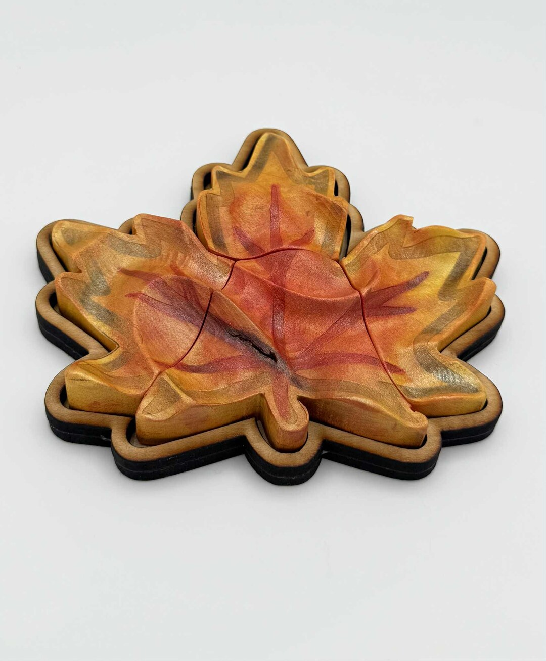 Wooden Maple Leaf Puzzle – 3D Maple Leaf Waldorf Montessori Puzzle ...