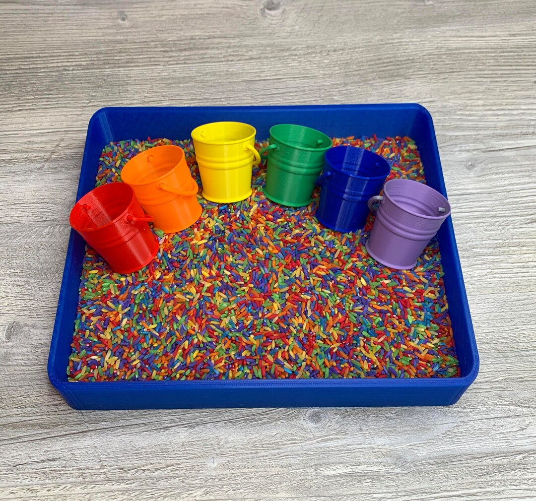 Rainbow Bucket Sensory Play Scoop Fill Pour Set, Color Sorting Set ...