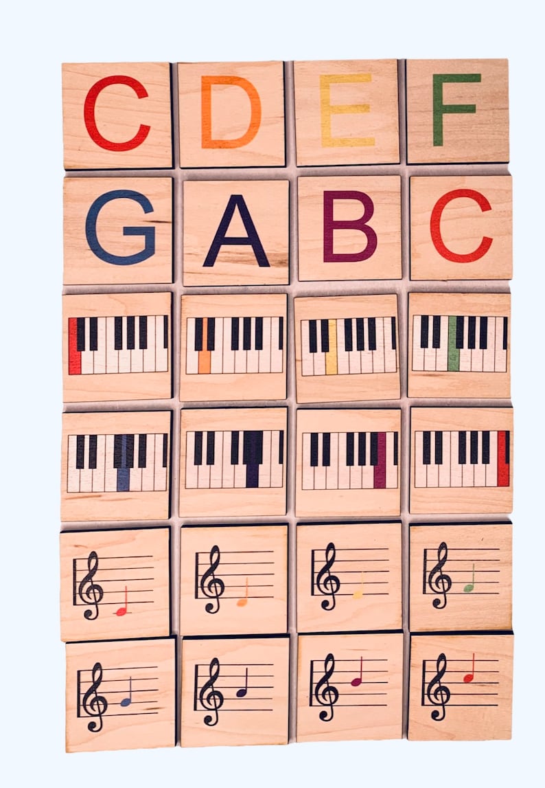 3 Part Music Tiles for Treble Clef Scale, Music Learning Set, Music ...
