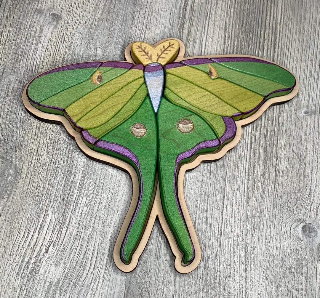 Wooden Luna Moth Puzzle, Chunky Blocks Puzzle, Nature Building Blocks ...