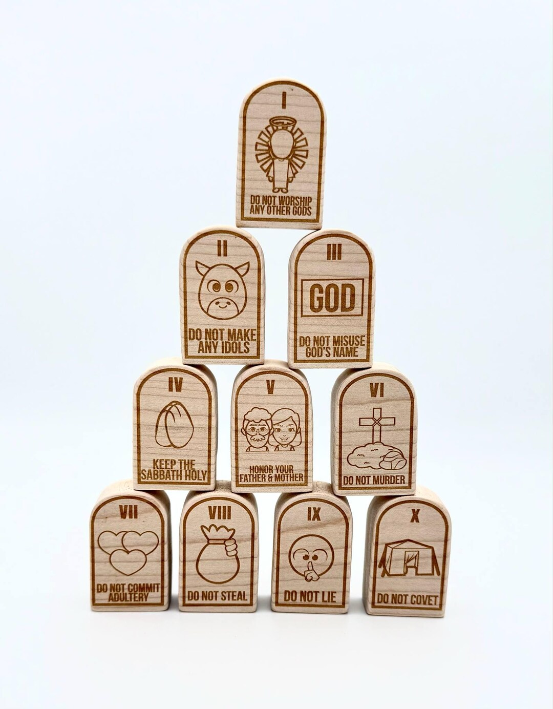 Wooden 10 Commandments Blocks | Christian Montessori Toy | Bible ...