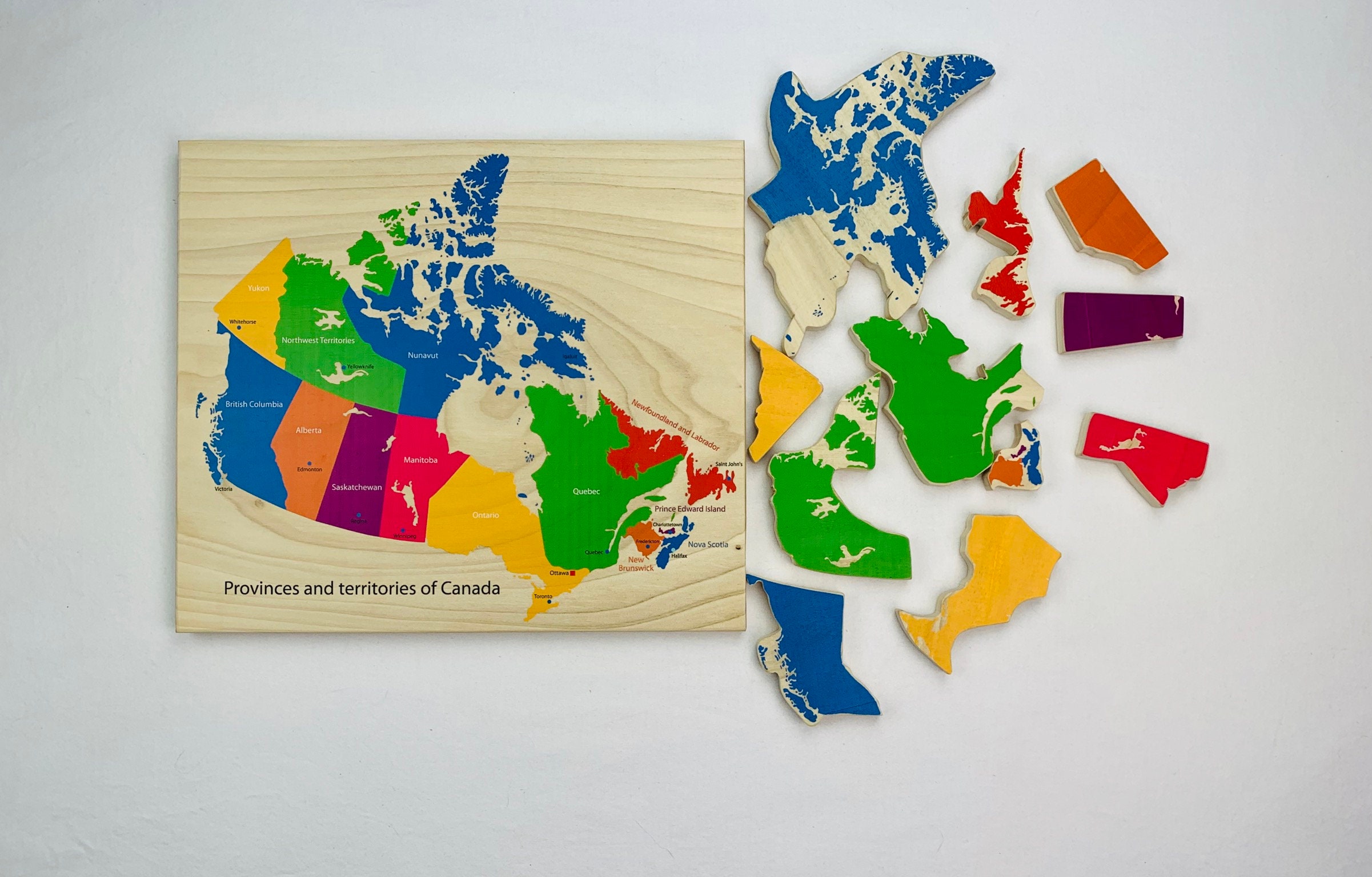 Provinces and territories of Canada Canadian map puzzle | Etsy