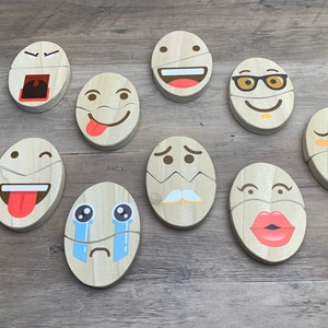 Egg-moji Puzzles, Matching Game, Matching Egg Game, Easter Gift, Wooden ...