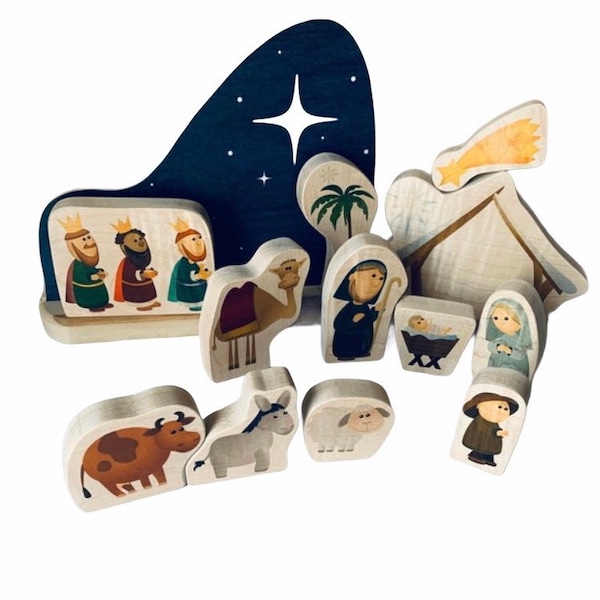 Wooden Nativity Set Toys - Etsy