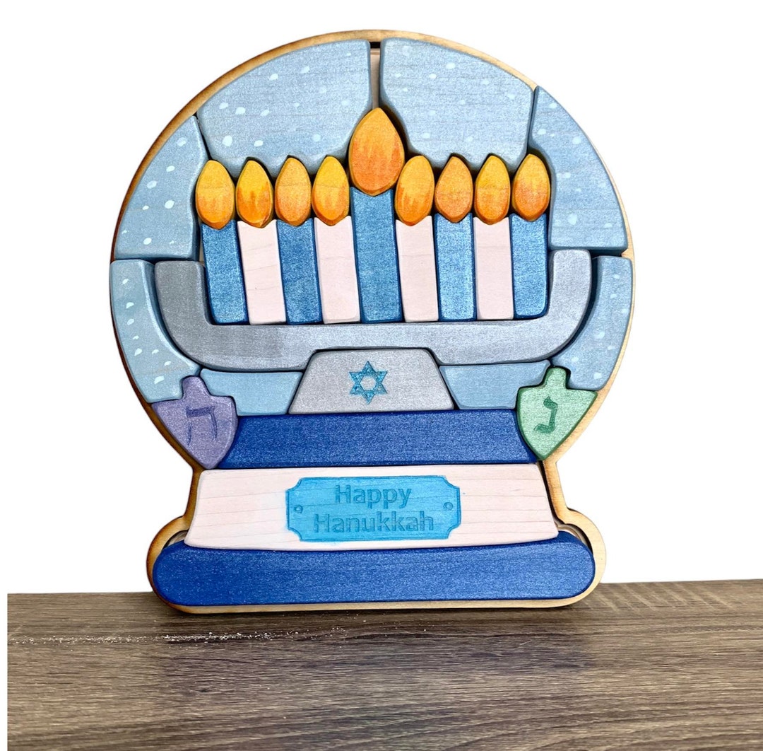 Wooden Menorah Snowglobe, Menorah Gift, Kids Menorah, Hanukkah ...