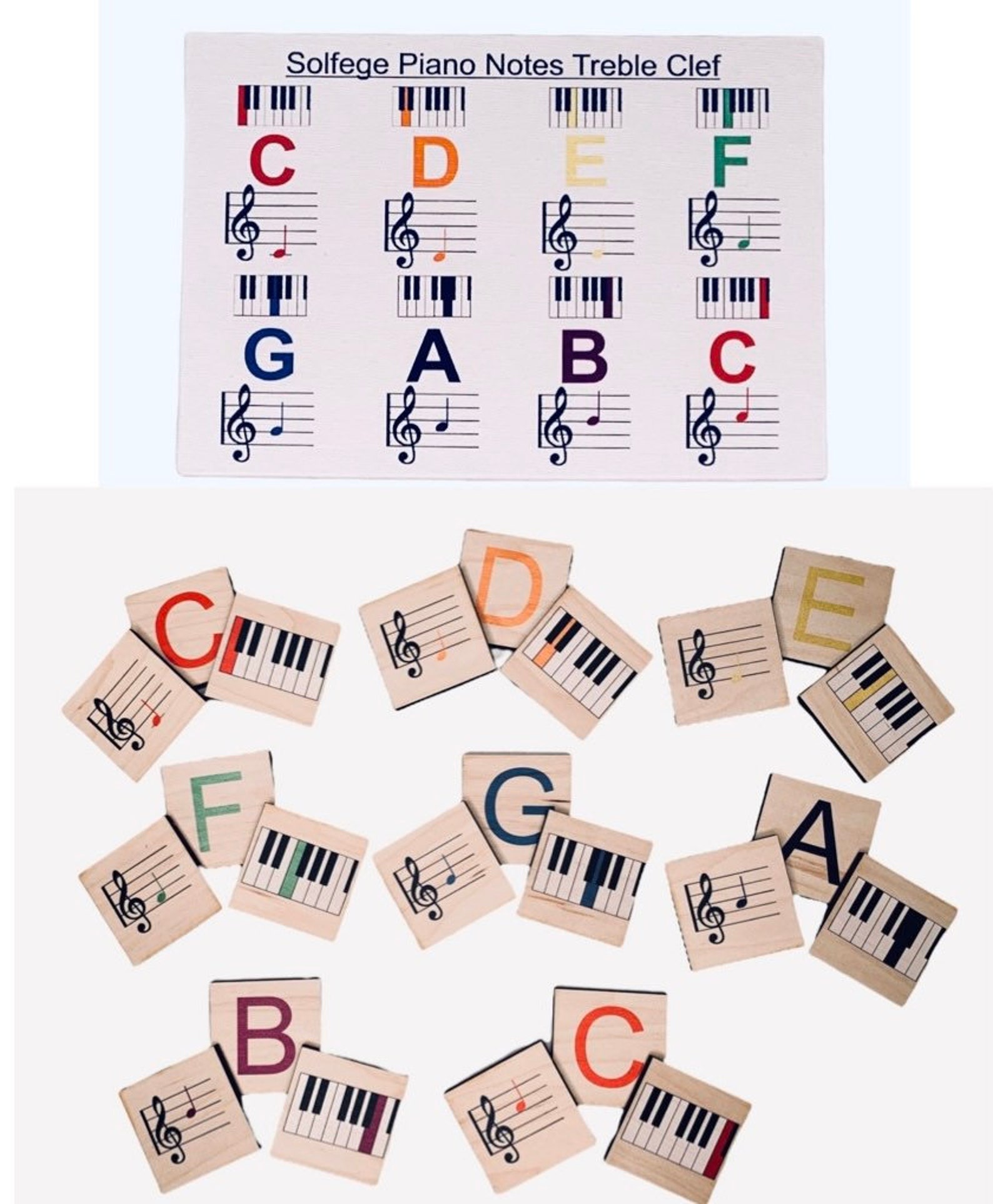 3 Part Music Tiles for Treble Clef Scale Music Learning Set - Etsy