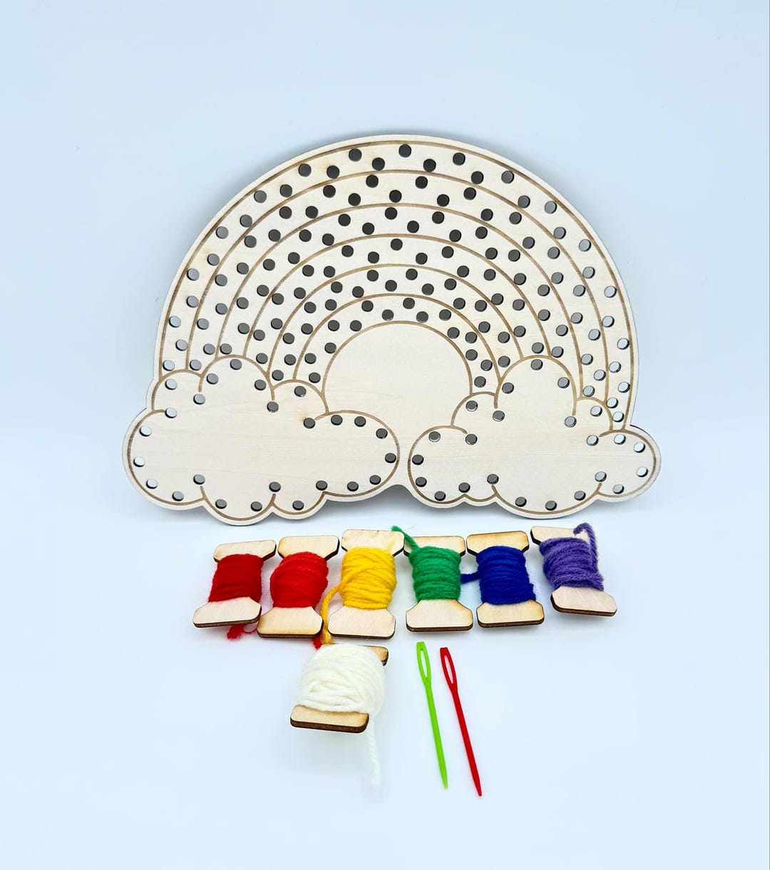 Rainbow Lacing Board, Wooden Sewing Toy, Fine Motor Skills Activity ...
