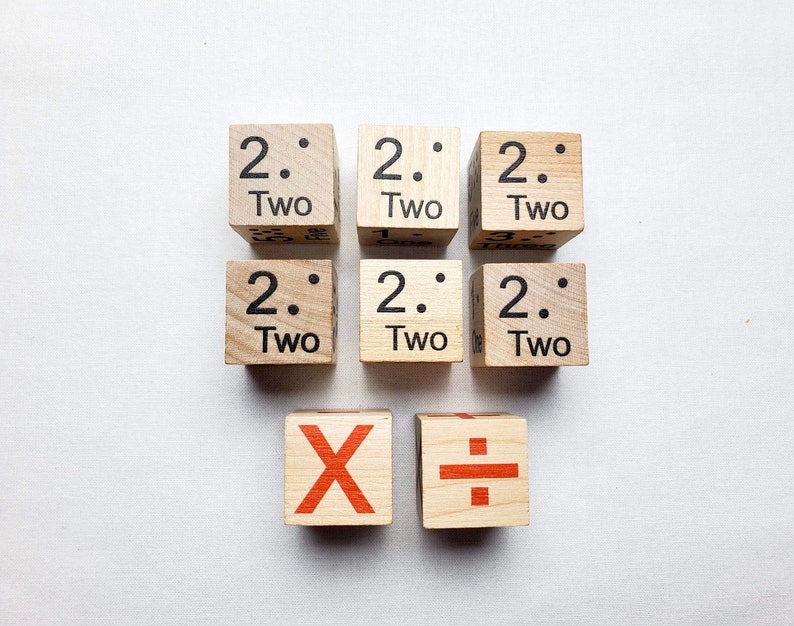 Math Dice Wooden Dice Educational Dice 3 Way Dice Math | Etsy