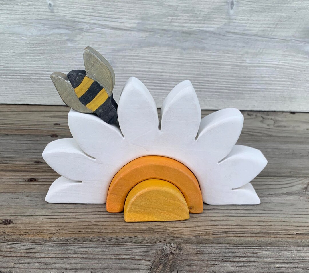 Daisy Flower Stacker, Wooden Flower Stacker, Stacking Daisy Toy, Flower ...