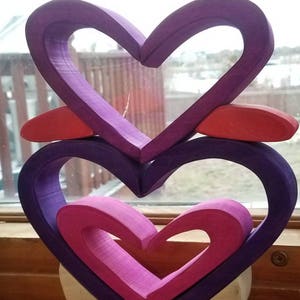 Wooden Heart Stacker, Valentine's Day Gift, Wooden Heart, Montessori ...