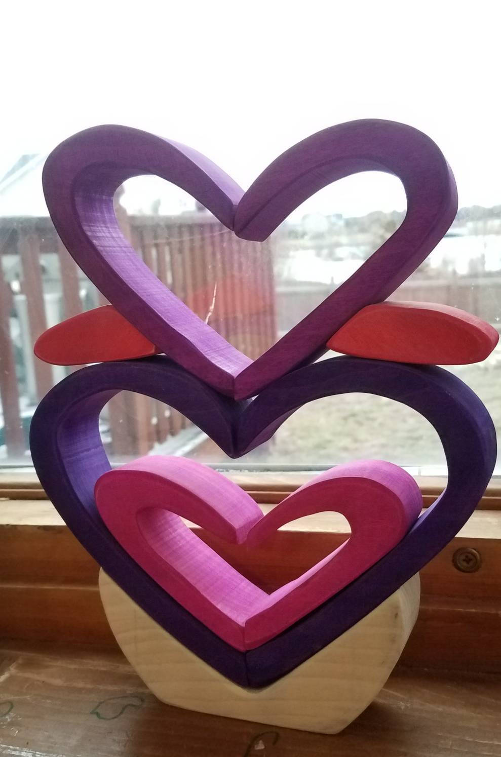 Wooden Heart Stacker Valentine's Day Gift Wooden Heart | Etsy
